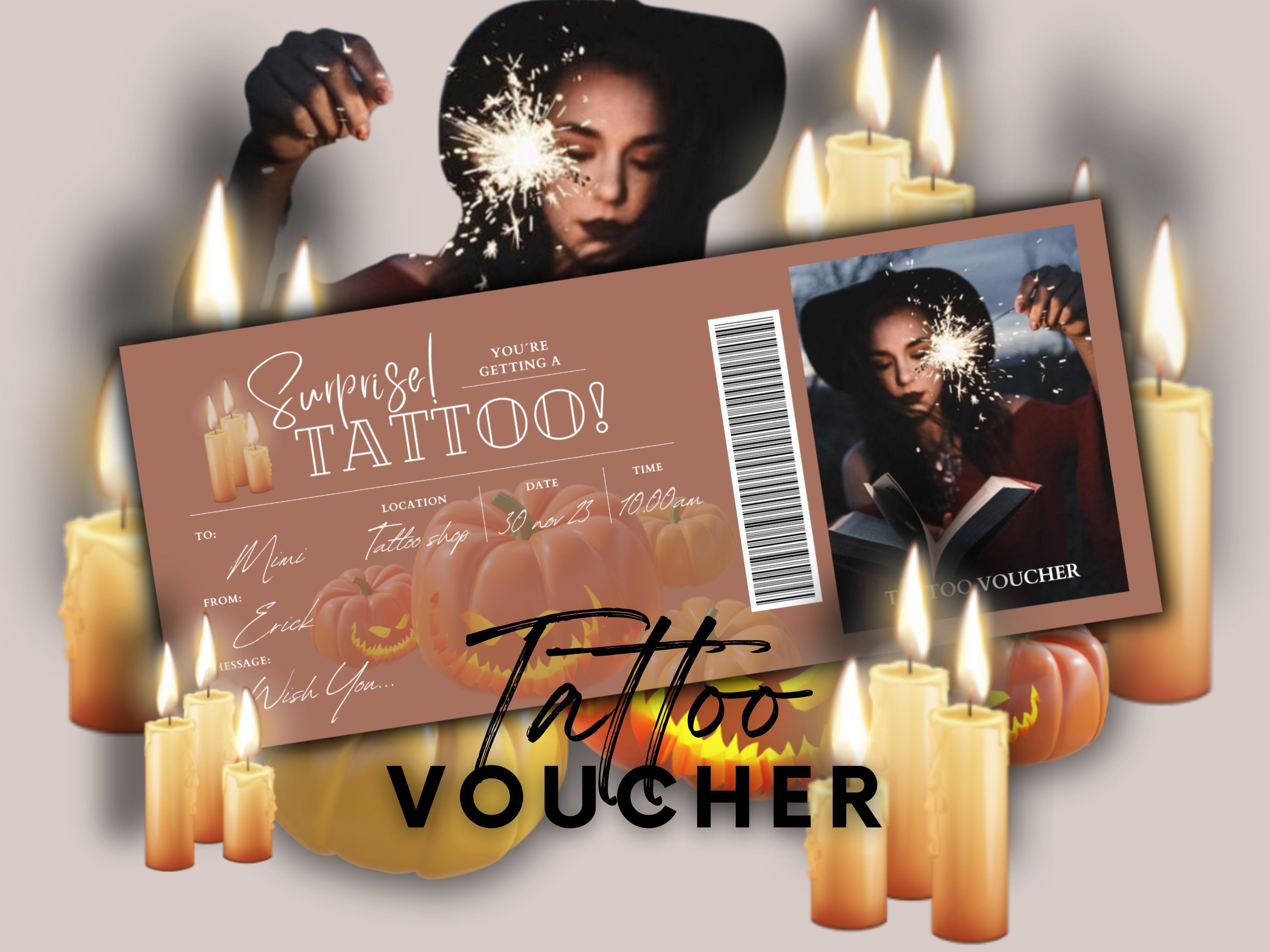 EDITABLE TATTOO GIFT Card tattoo Ticket Templatetattoo Gift ...