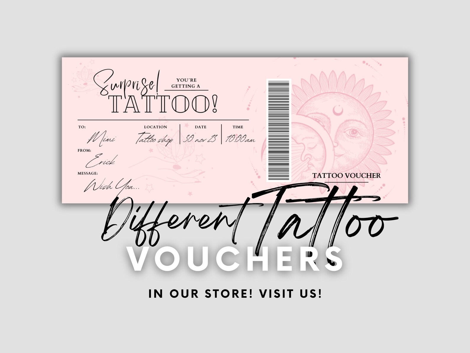 EDITABLE TATTOO GIFT Card |tattoo Ticket Template|tattoo Gift Voucher ...
