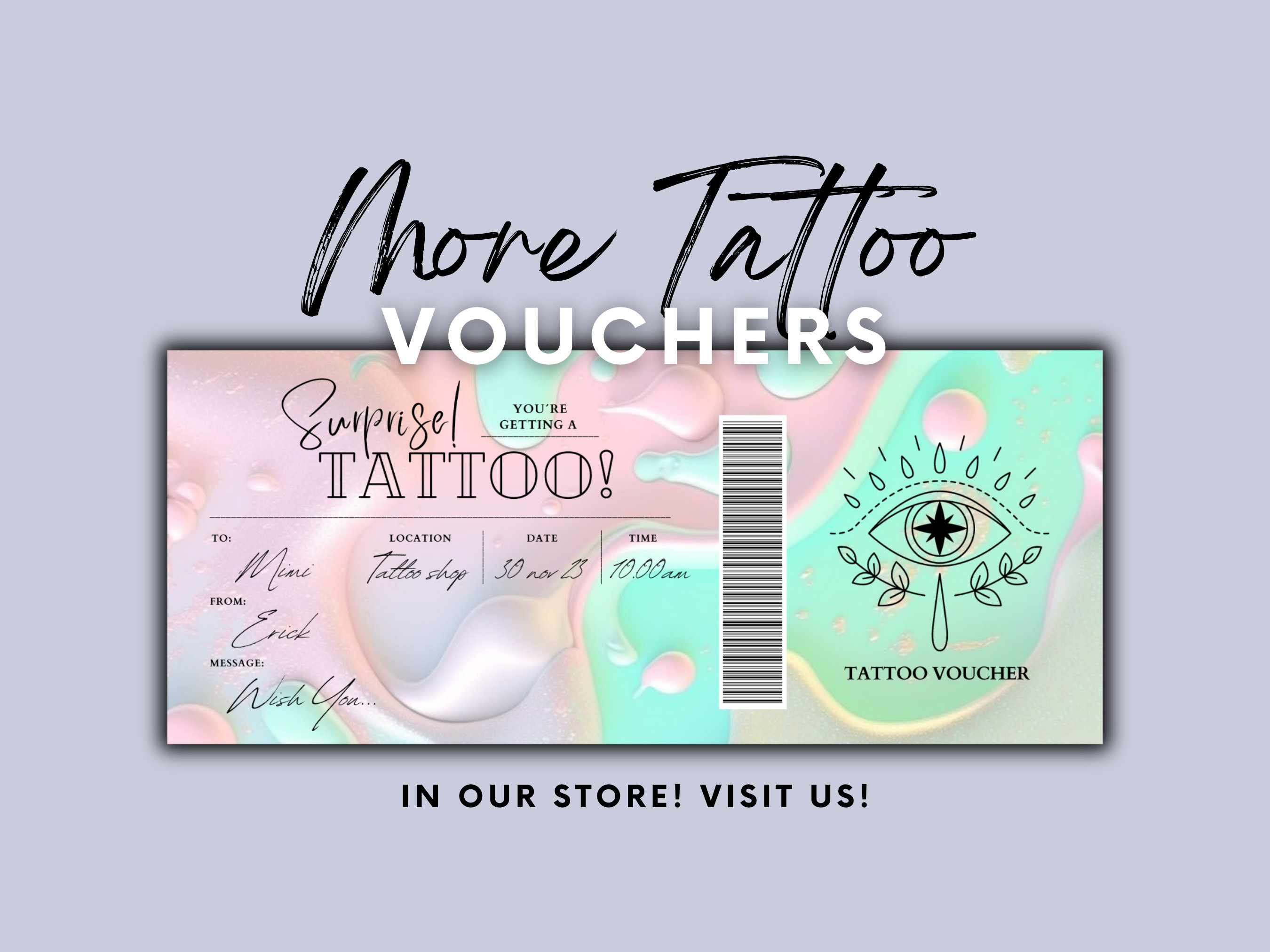 EDITABLE TATTOO GIFT Card tattoo Ticket Templatetattoo Gift ...