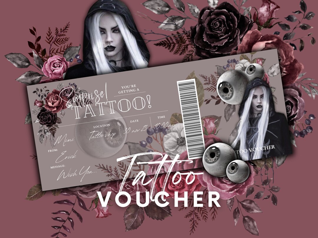 EDITABLE TATTOO GIFT Card |tattoo Ticket Template|tattoo Gift Voucher ...