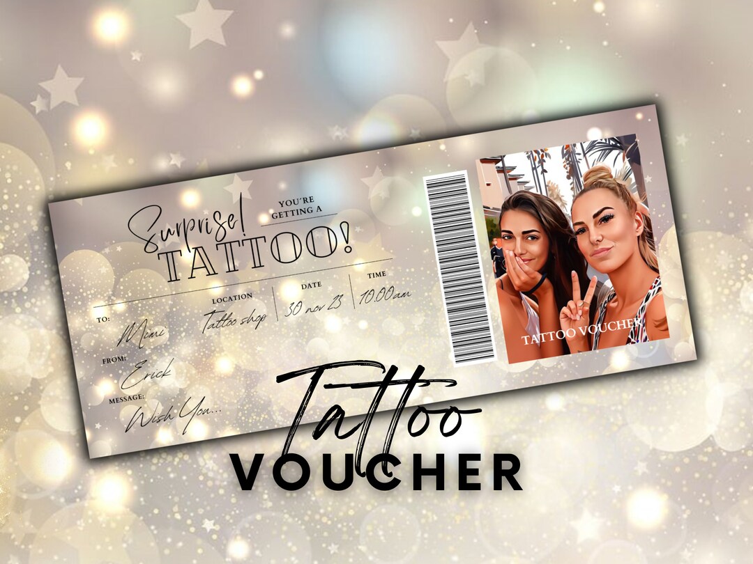 EDITABLE TATTOO GIFT Card |tattoo Ticket Template|tattoo Gift Voucher ...