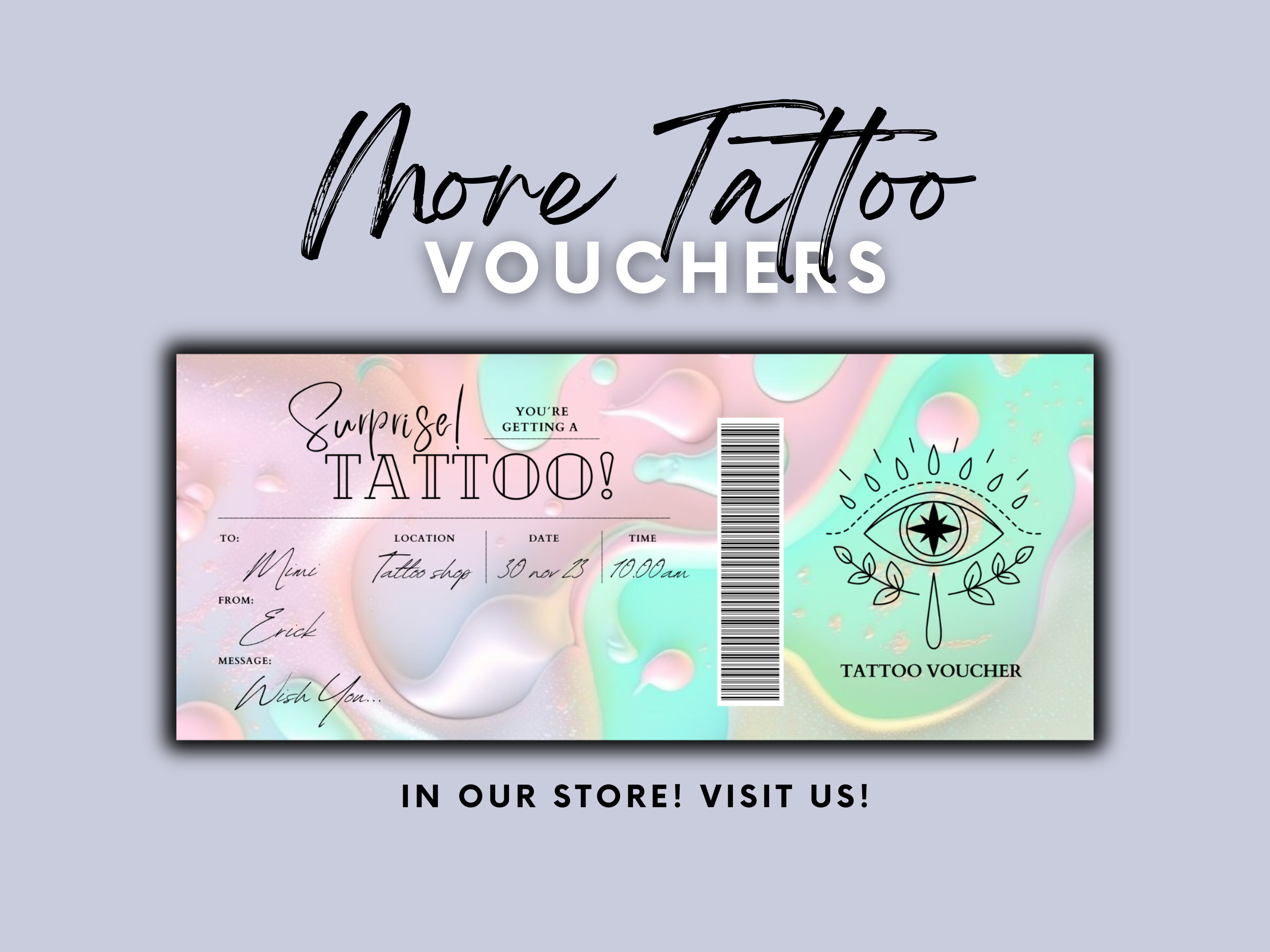 EDITABLE TATTOO GIFT Card tattoo Ticket Templatetattoo Gift - Etsy
