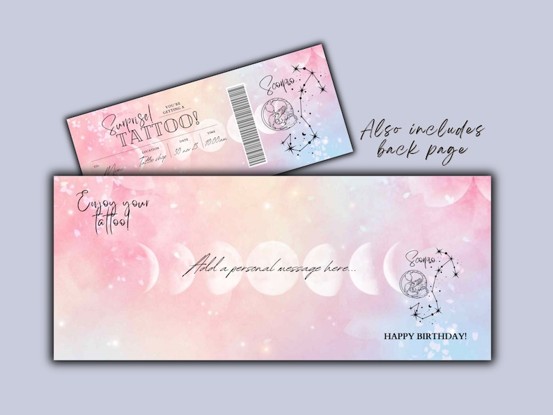 EDITABLE TATTOO GIFT Card |tattoo Ticket Template|tattoo Gift Voucher ...