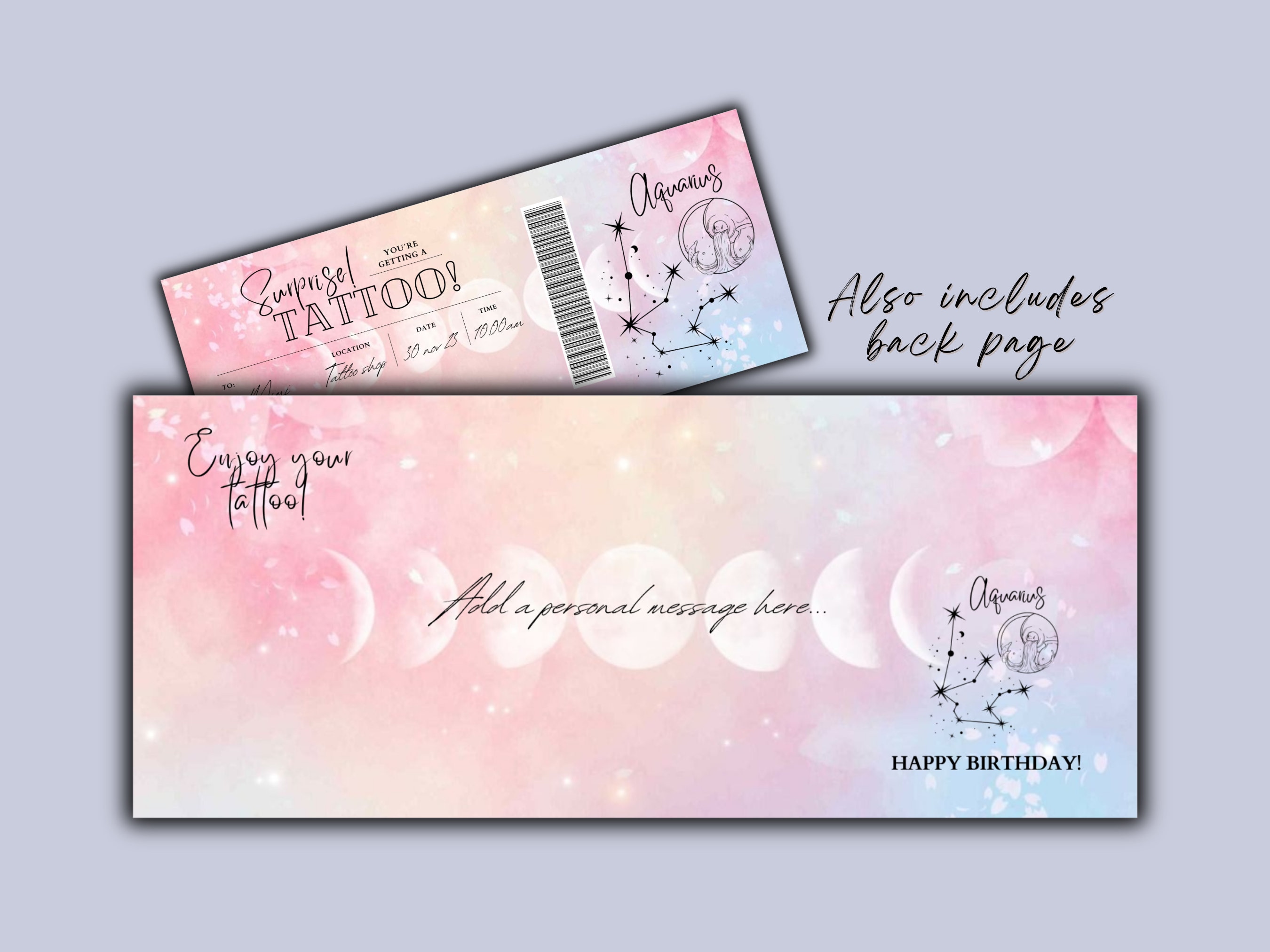 EDITABLE TATTOO GIFT Card tattoo Ticket Templatetattoo Gift - Etsy