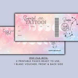 EDITABLE TATTOO GIFT Card |tattoo Ticket Template|tattoo Gift Voucher ...