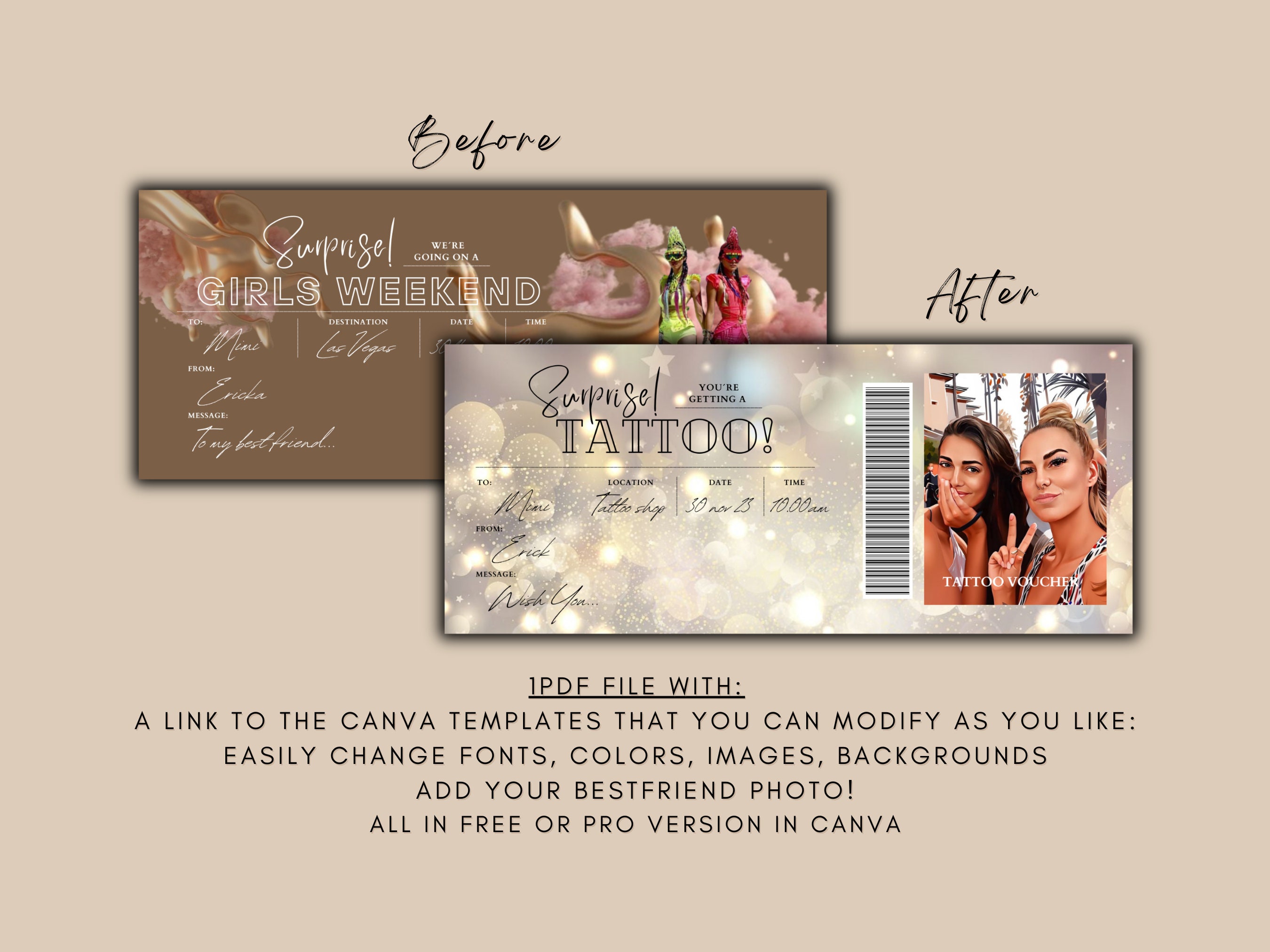 Editable Weekend Getaway Voucher Template| Surprise Trip Ticket ...