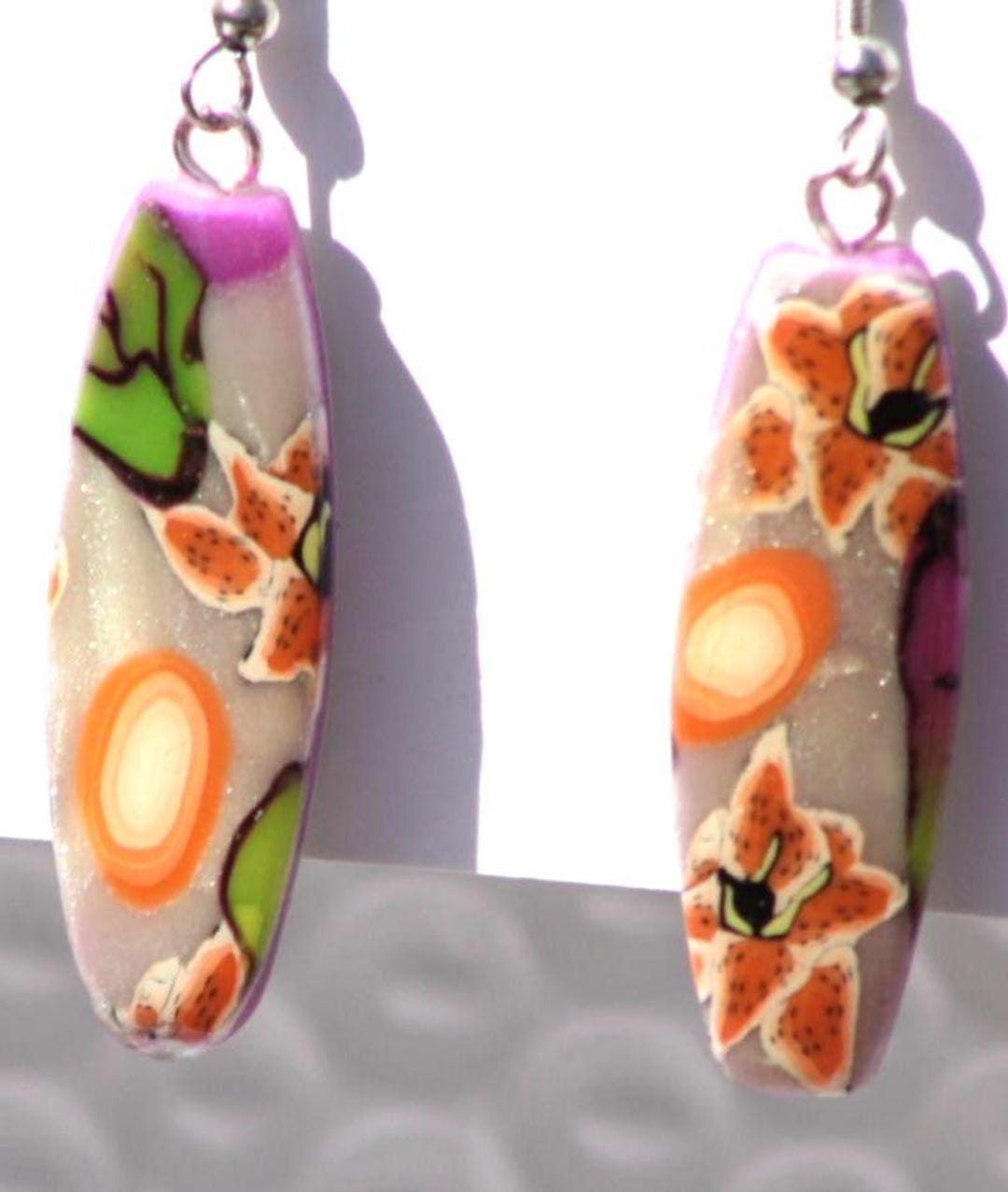 Pearl Clay Orange Lilies Silver Flower Earring Style 2 - Etsy