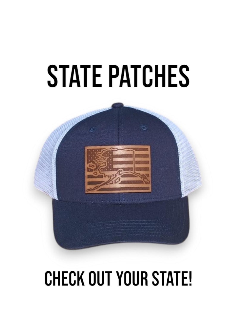 Custom American Flag State Leather Patch Trucker Hat : Men's and Women's Gift - Etsy