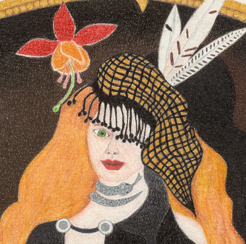 Fantasy Art Print, Color Pencil Drawing, Tantric Sensual Fantasie ...