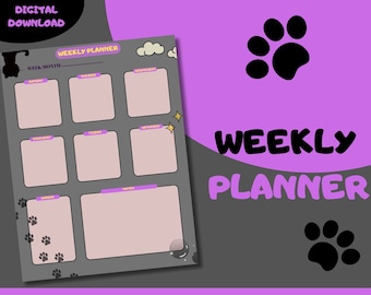 Cat Themed to Do List Printable, Daily/weekly Tasks Template, Organizer ...