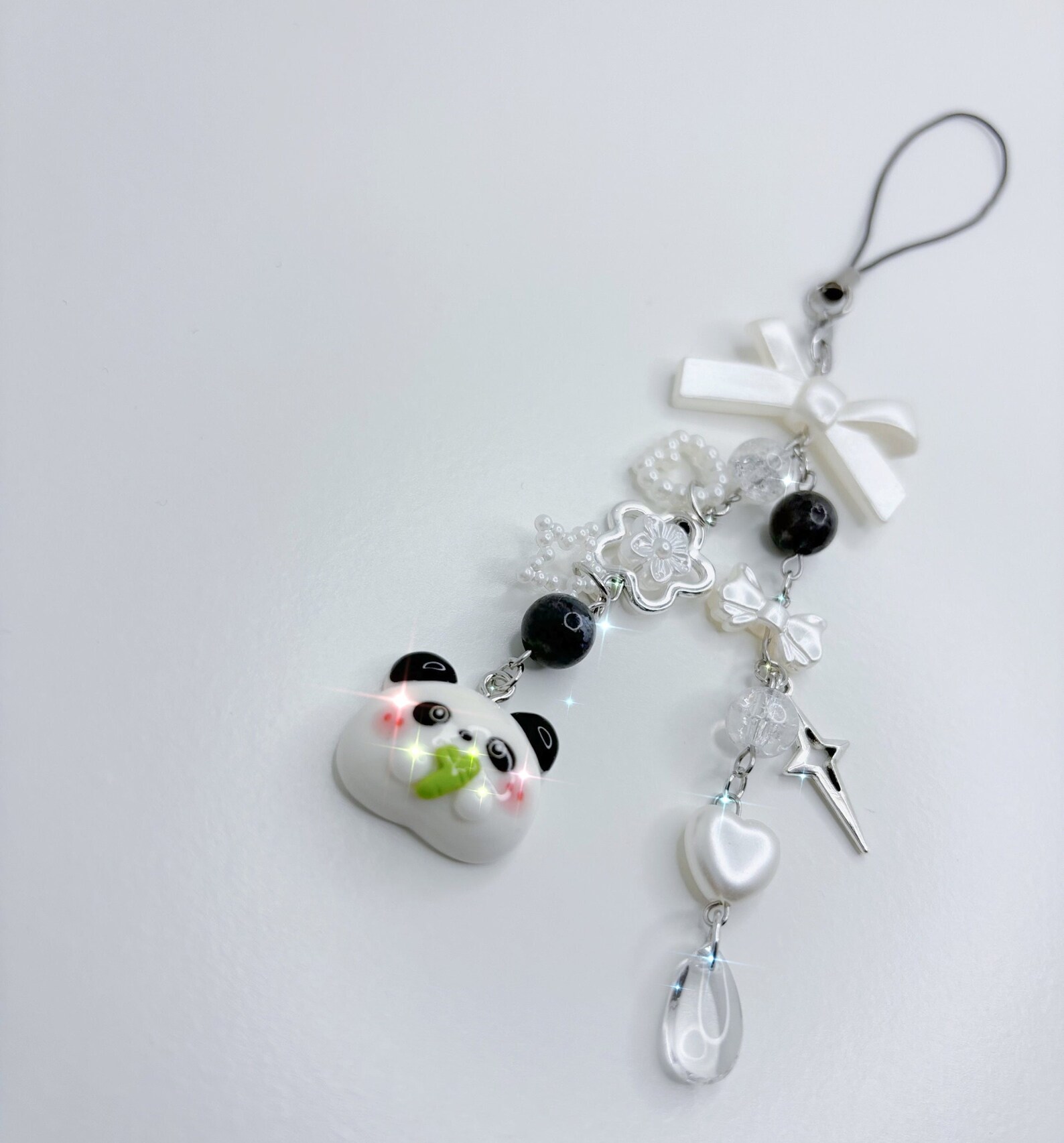 Kawaii Panda Phone Charm | Black Panda Keychain | Panda Bear Phone ...