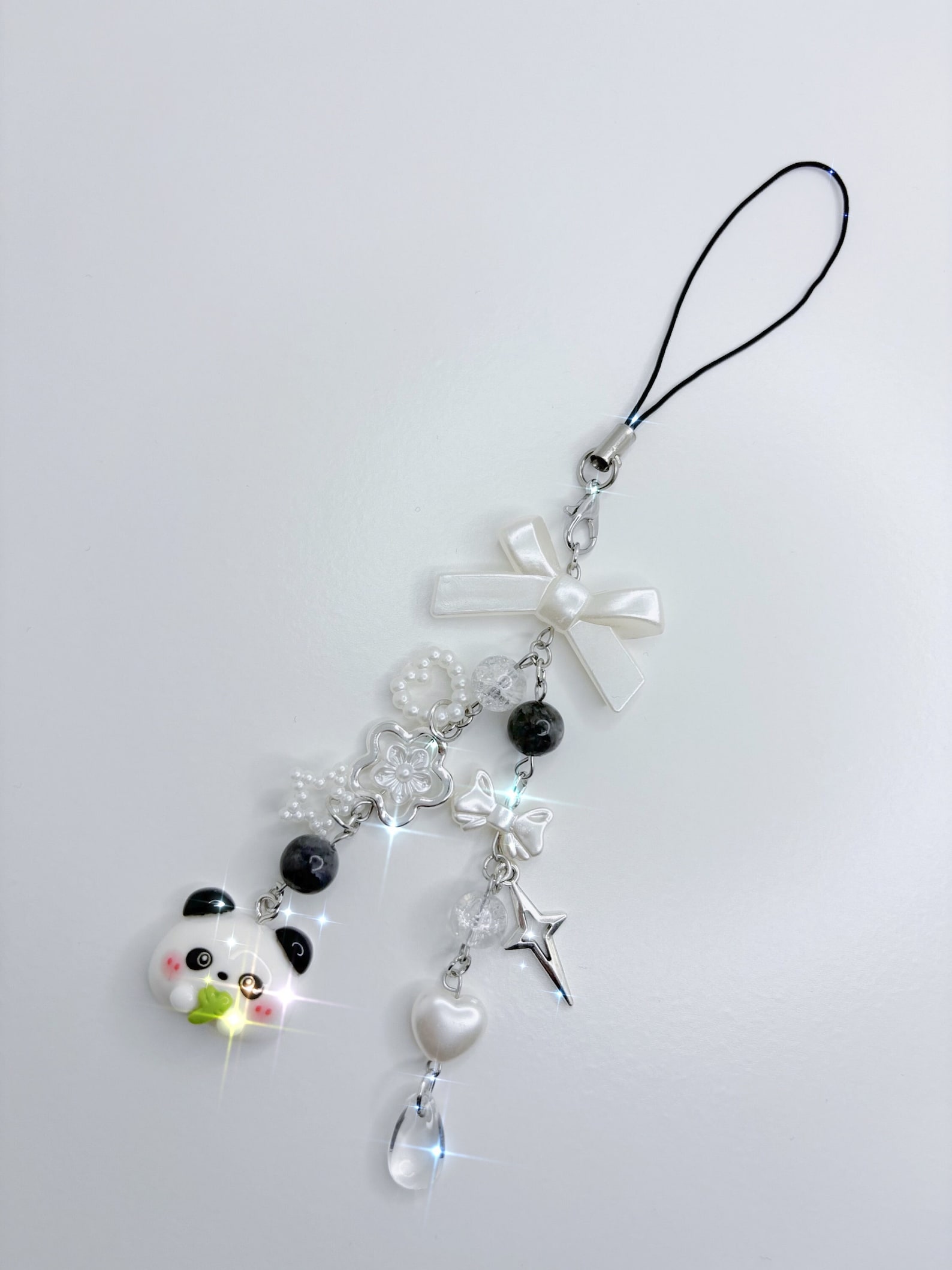 Kawaii Panda Phone Charm | Black Panda Keychain | Panda Bear Phone ...