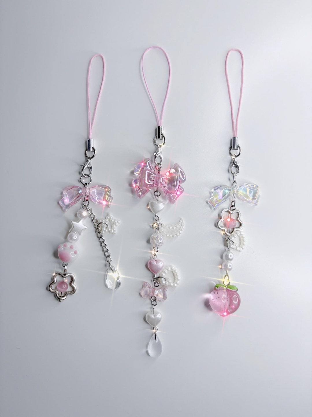 Pink Bow Keychain | Cute Keychain | Cat Paw Keychain | Phone Accessory ...