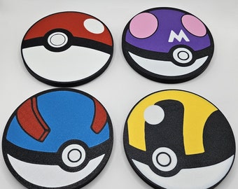 Pokeball Coaster Set Pokemon Gift Geeky Coasters Pokemon Go Pikachu ...