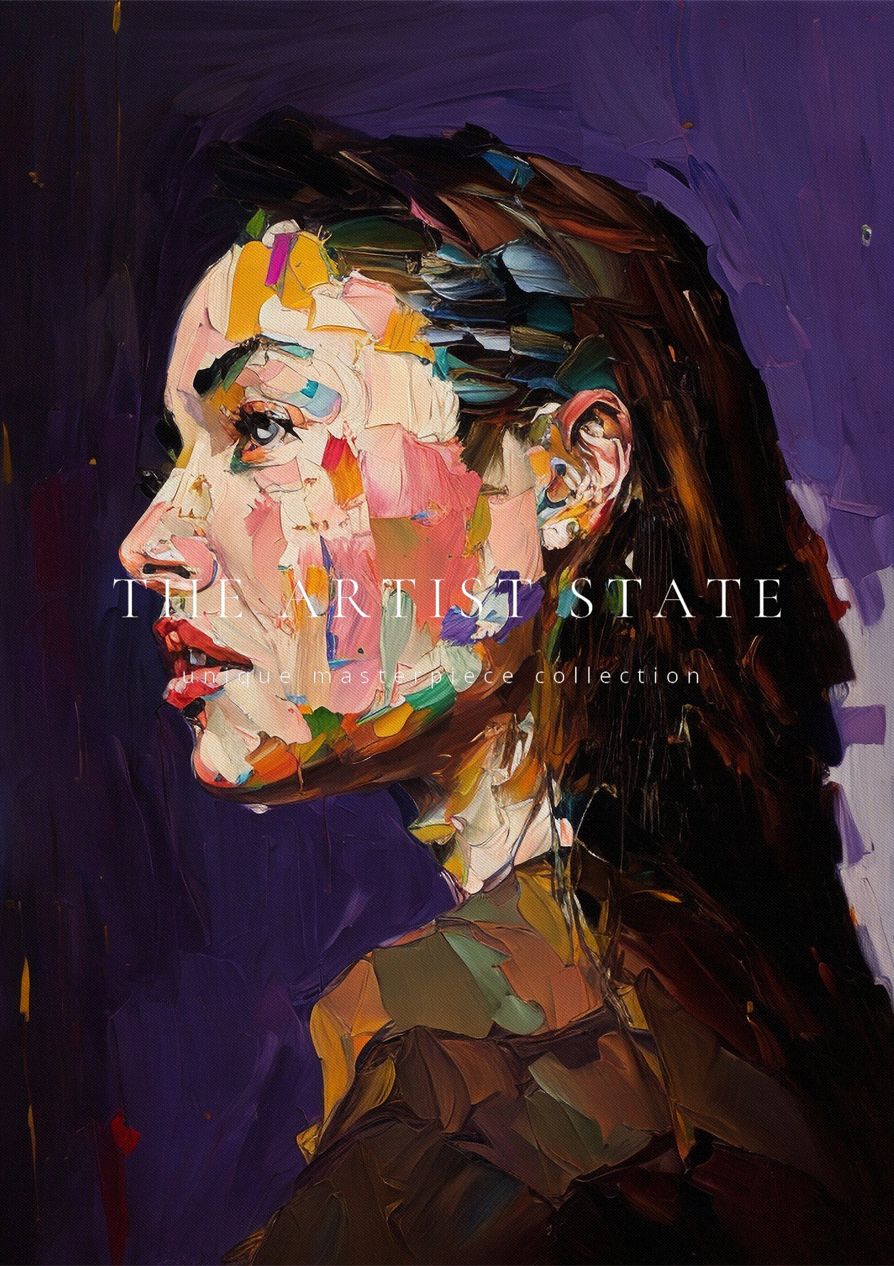 Abstract Woman Profile Portrait Painting Canvas Wall Art Woman Girl ...