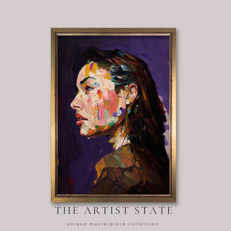 Abstract Woman Profile Portrait Painting - Canvas Wall Art Woman - Girl ...