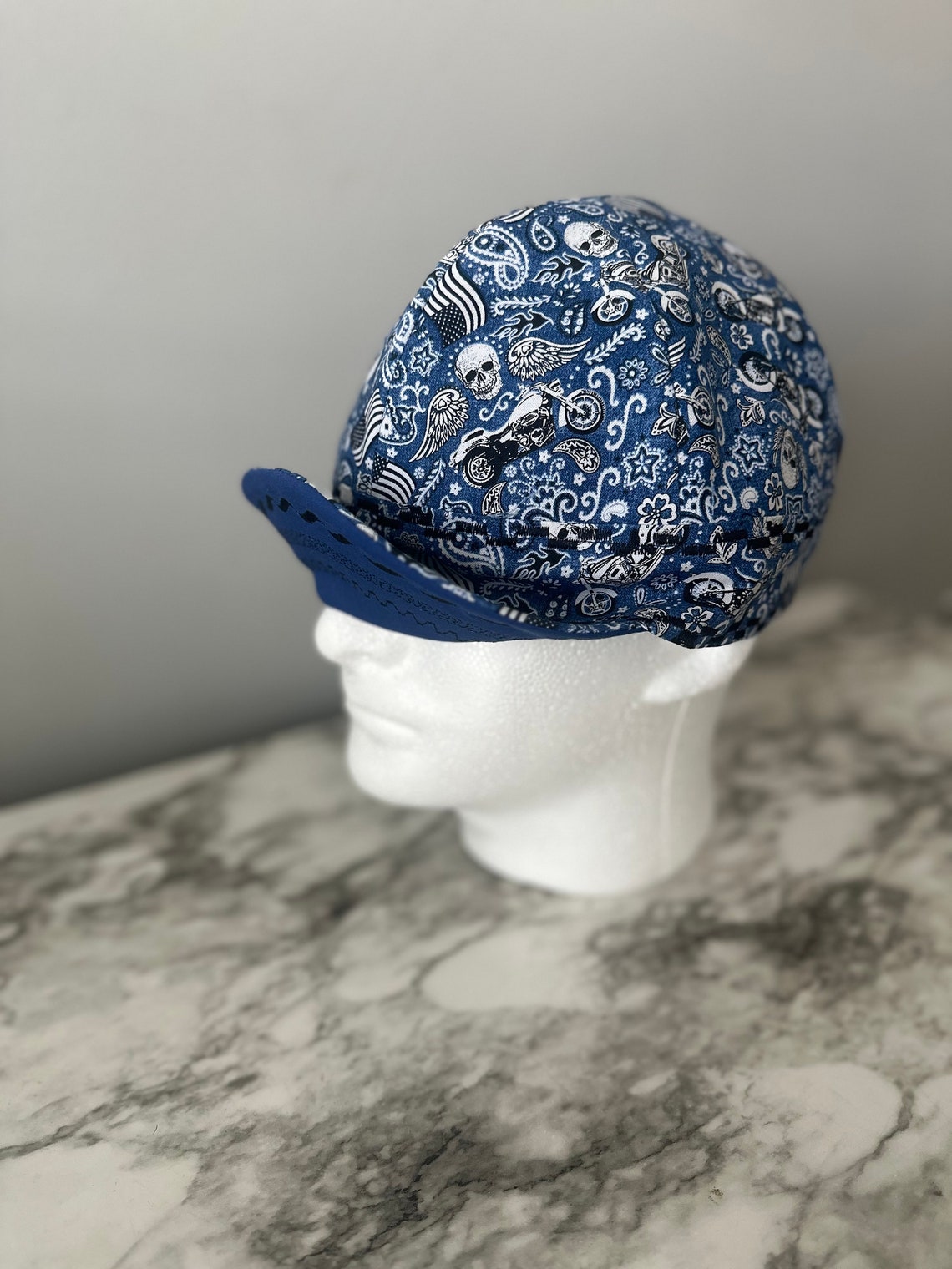 Blue Skull Biker Custom Welding Cap-pipefitter/steamfitter/welder - Etsy