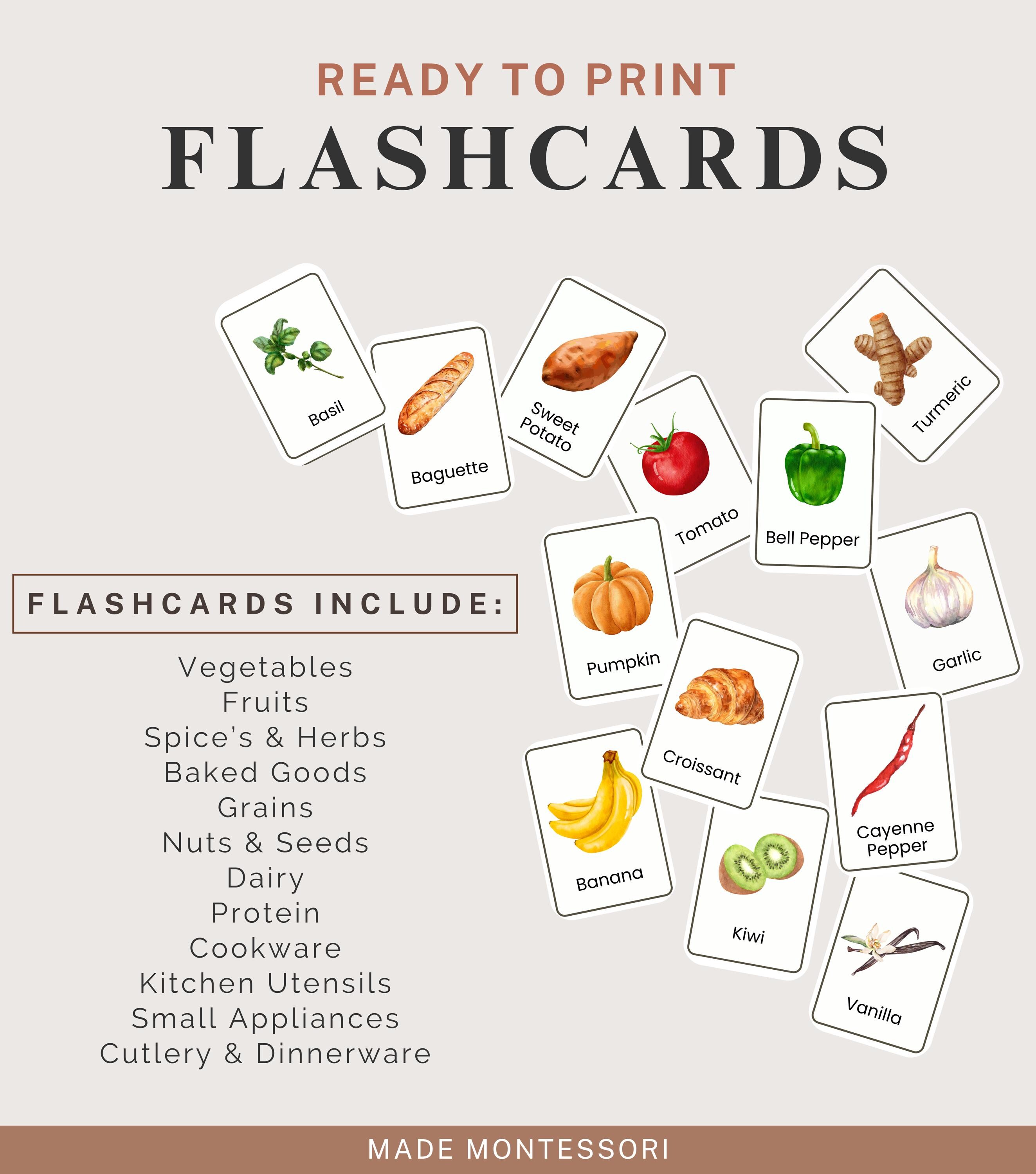 132 Food and Around the Kitchen Flashcards Printable PDF Montessori ...