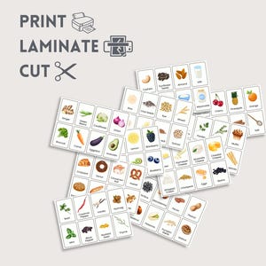 96 Food Flashcards Printable PDF Montessori Cards for Kids Preschool ...