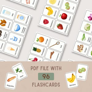96 Food Flashcards Printable PDF Montessori Cards for Kids Preschool ...