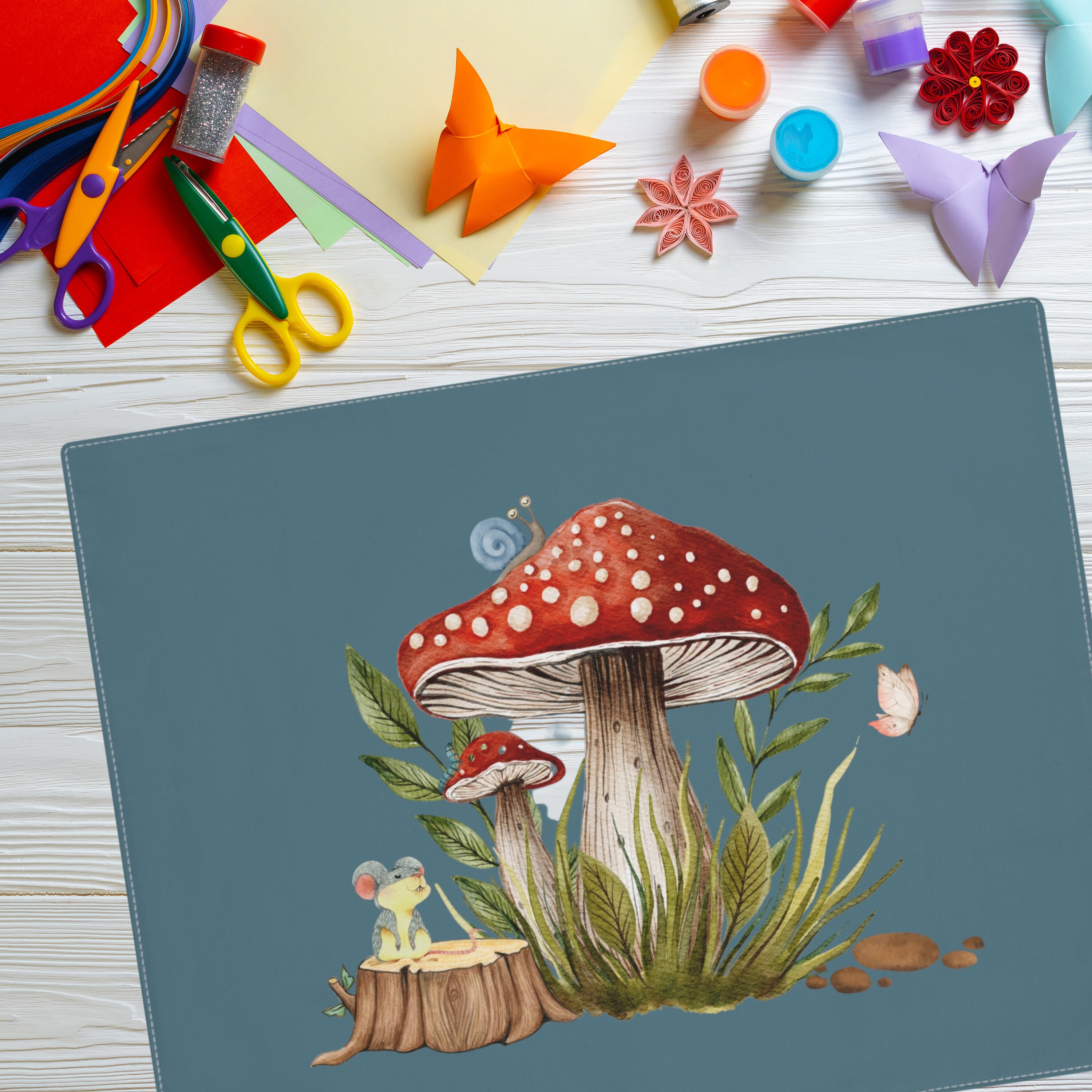 Woodland Mushroom Placemat for Kids Forest Animal Nature Theme ...