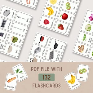 132 Food and Around the Kitchen Flashcards Printable PDF Montessori ...