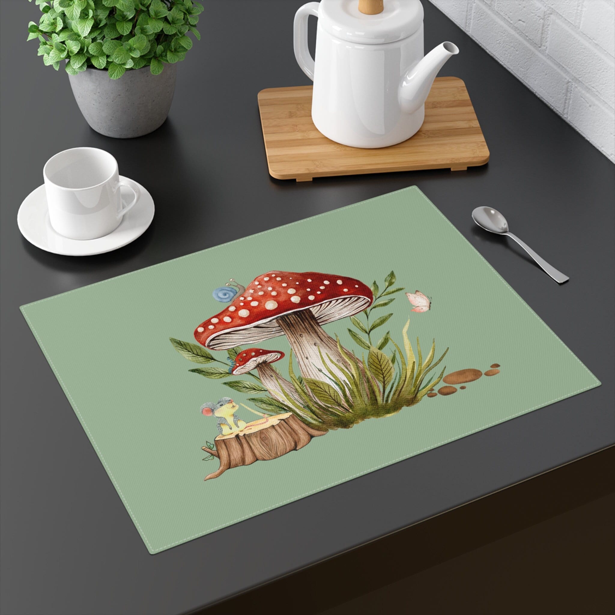 Woodland Mushroom Placemat for Kids Forest Animal Nature Theme ...