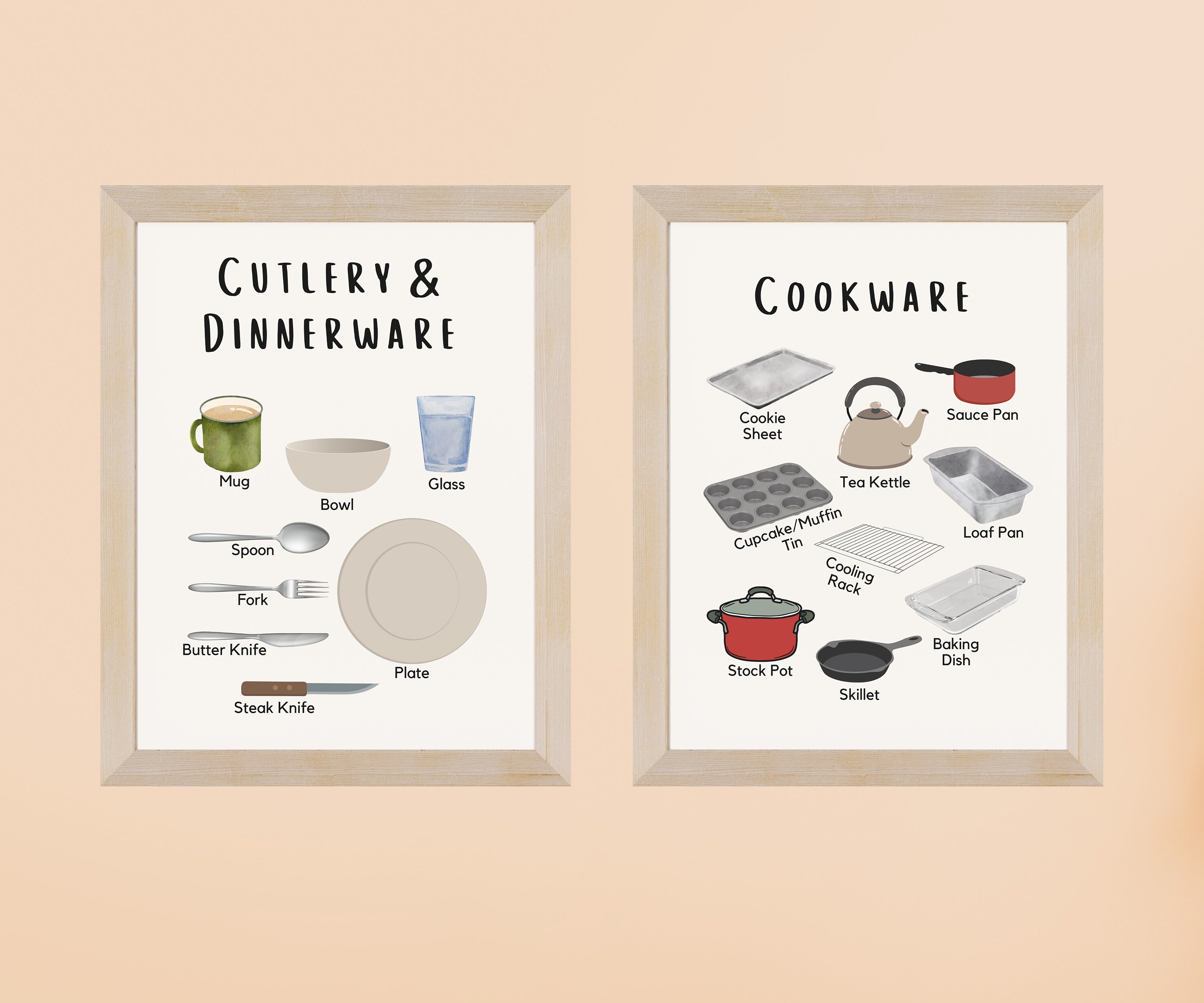 PRINTABLE Montessori Food Groups and Around the Kitchen Posters Set of ...