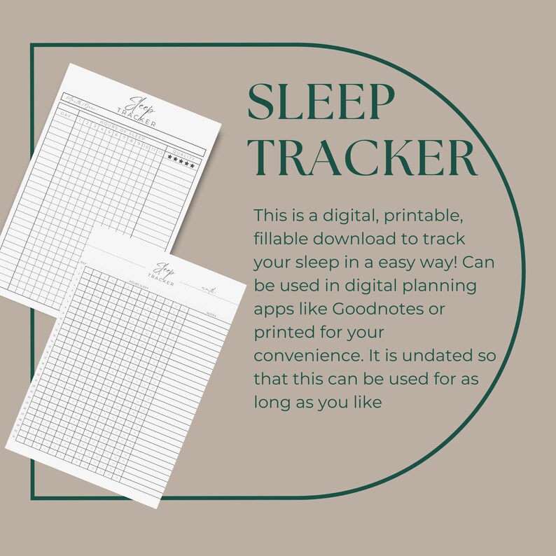 Sleep Tracker Printable | Grey Neutral | Monthly Sleep Log | Sleep ...