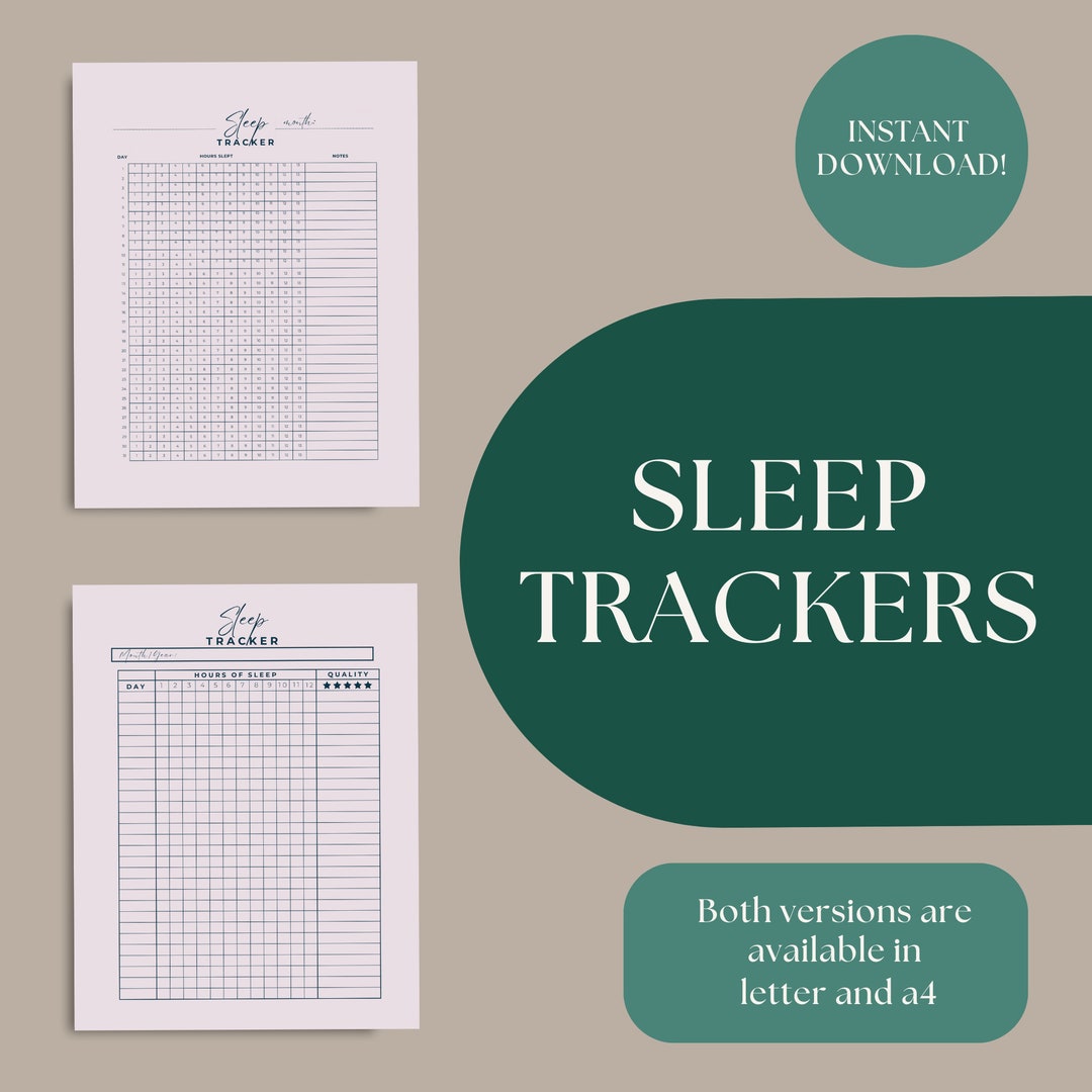 Sleep Tracker Printable | Pink+blue | Monthly Sleep Log | Sleep Quality ...