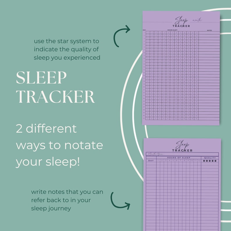 Sleep Tracker Printable Purple Monthly Sleep Log Sleep Quality Journal ...