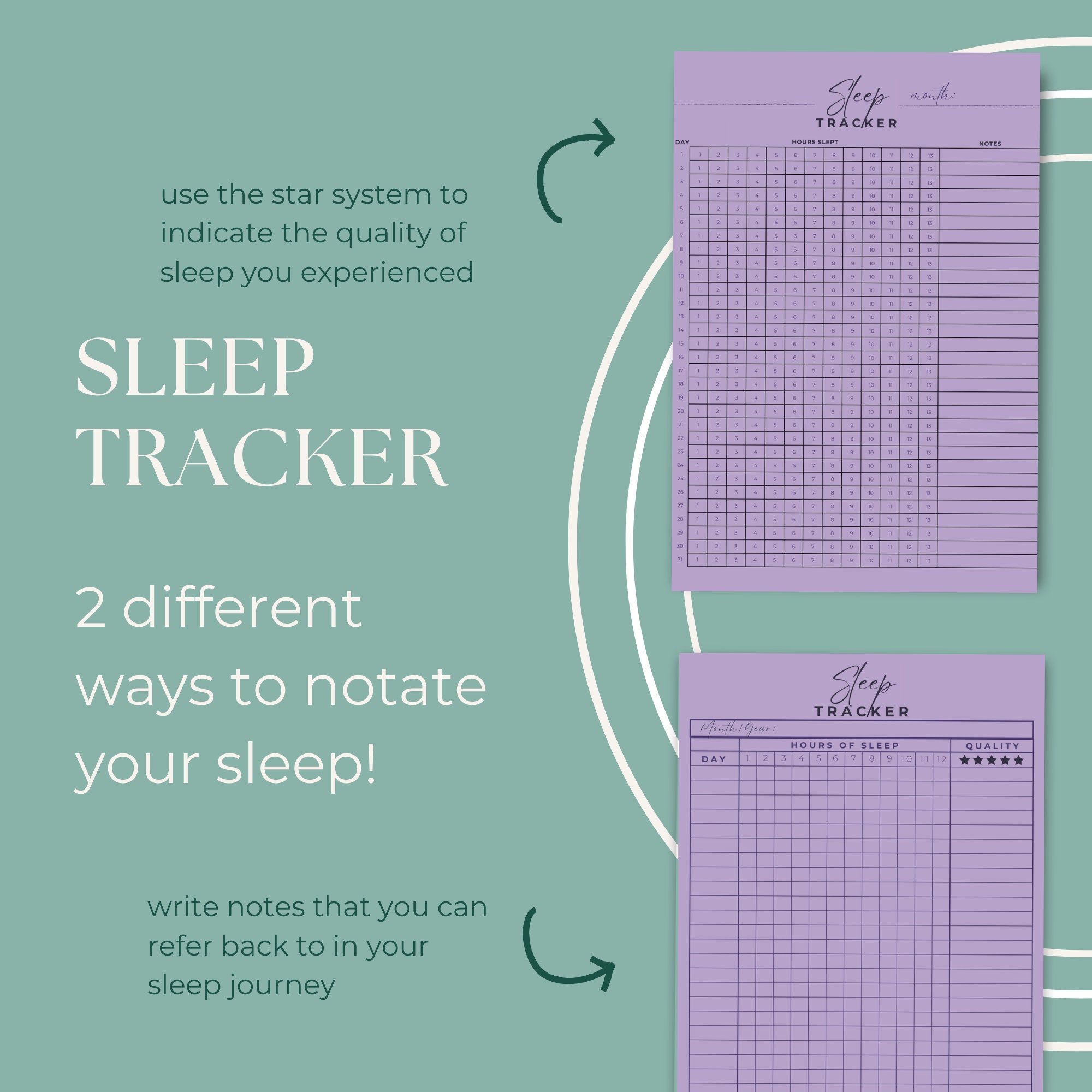 Sleep Tracker Printable | Purple | Monthly Sleep Log | Sleep Quality ...