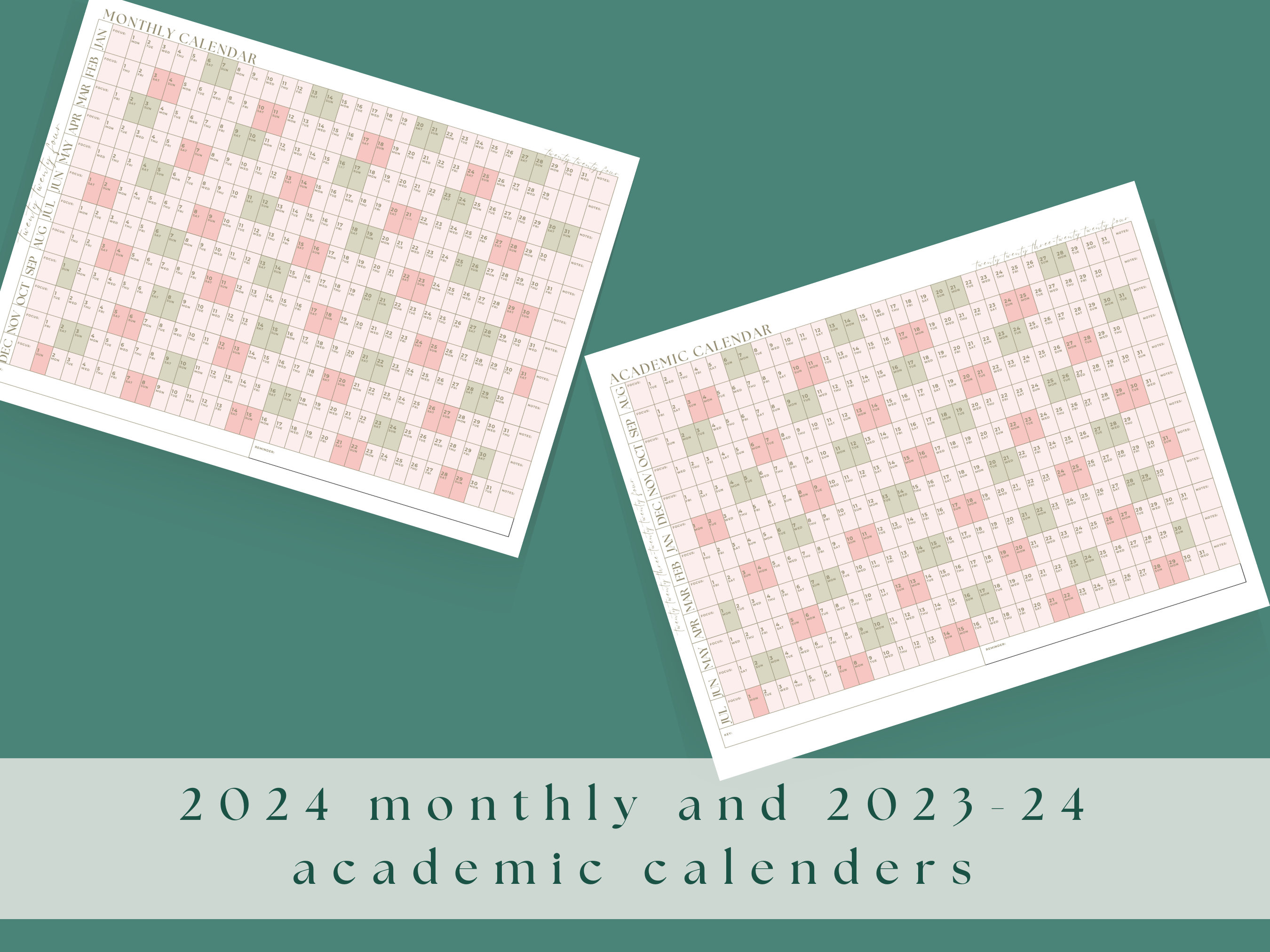2024 Monthly 2023-2024 Academic Planner Calendar in Landscape Blush ...