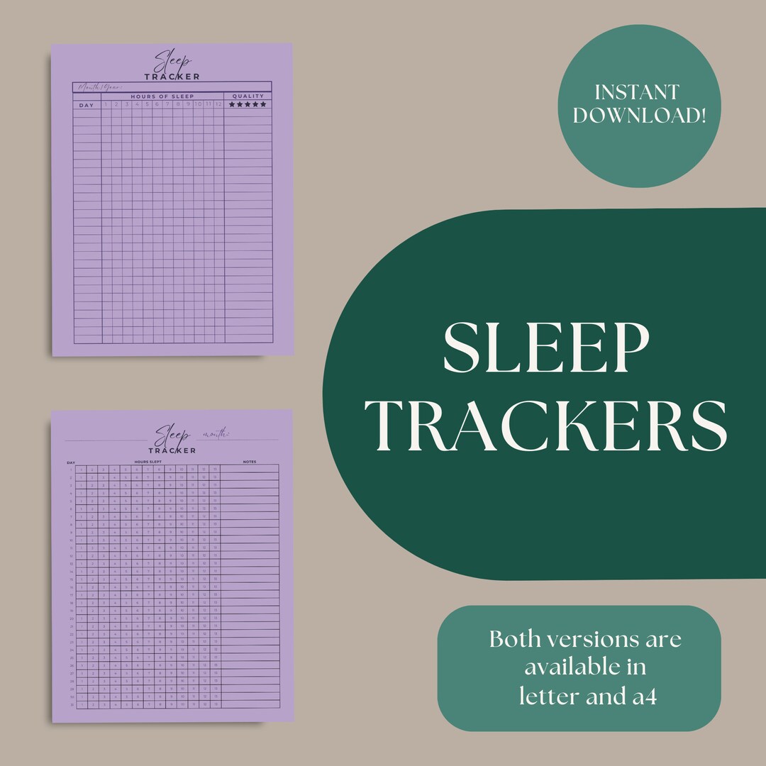 Sleep Tracker Printable | Purple | Monthly Sleep Log | Sleep Quality ...