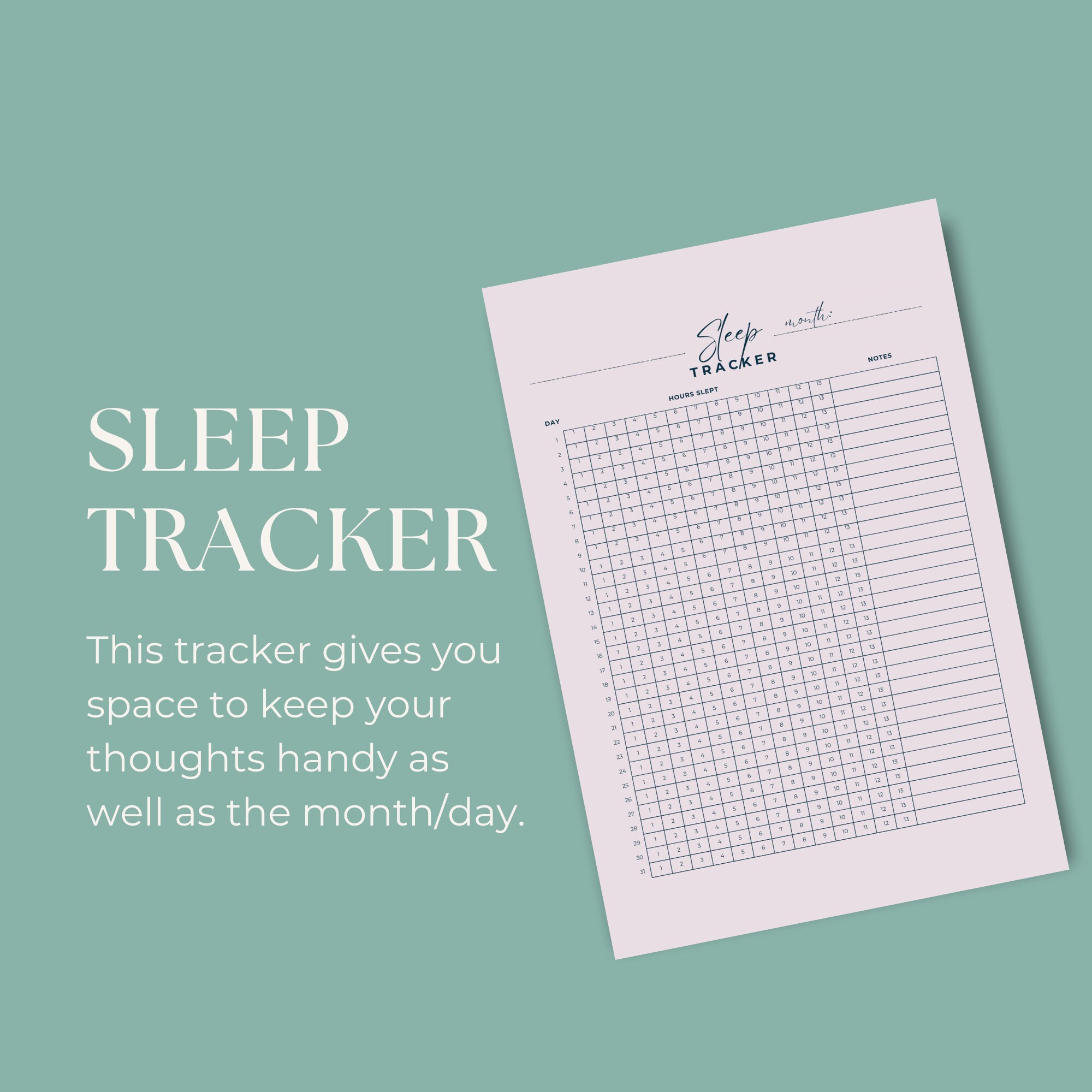 Sleep Tracker Printable Pinkblue Monthly Sleep Log Sleep Quality ...