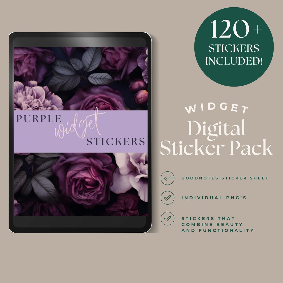 Digital Stickers Purple | Widgets | Goodnotes | Individual PNG | Pre ...