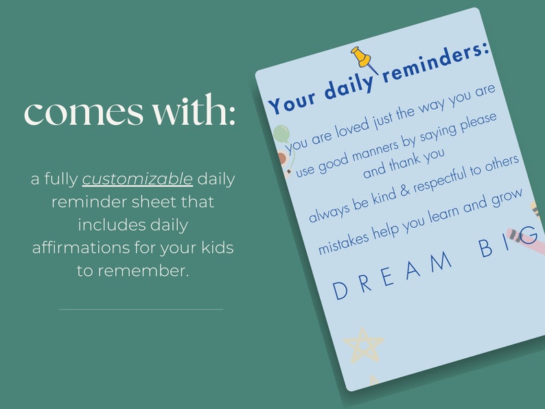 Editable Chore Chart for Kids | Blue | Daily Weekly Schedule | Chore ...