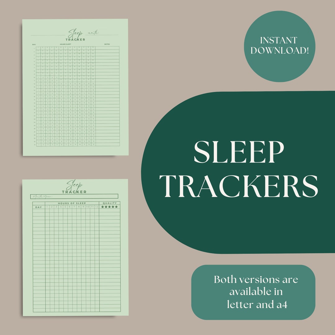 Sleep Tracker Printable | Green | Monthly Sleep Log | Sleep Quality ...