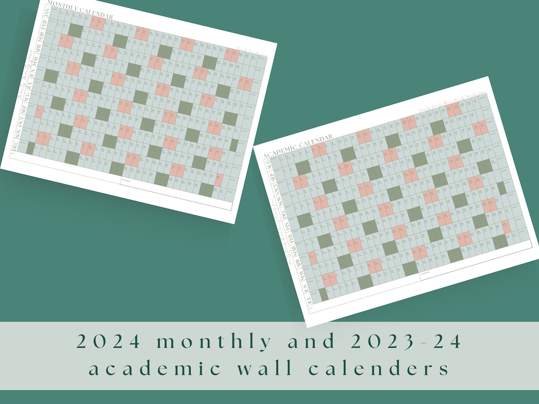 2024 Monthly 2023-2024 Academic Planner Calendar in Landscape| Blue ...