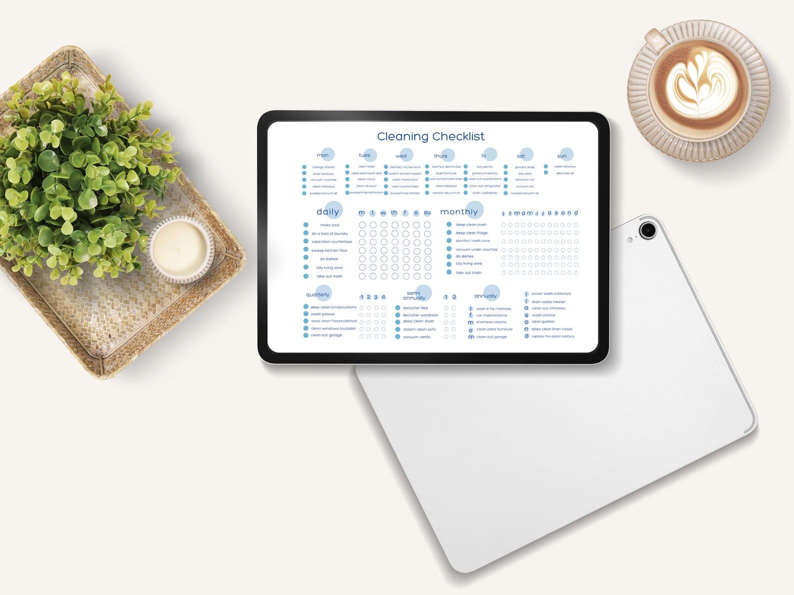 Editable Cleaning Planner, Blue, Cleaning Checklist, House Chore ...
