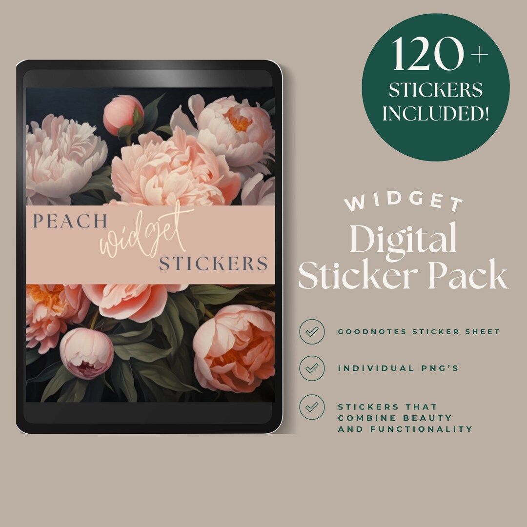 Digital Stickers Peach | Widgets | Goodnotes | Individual PNG | Pre ...