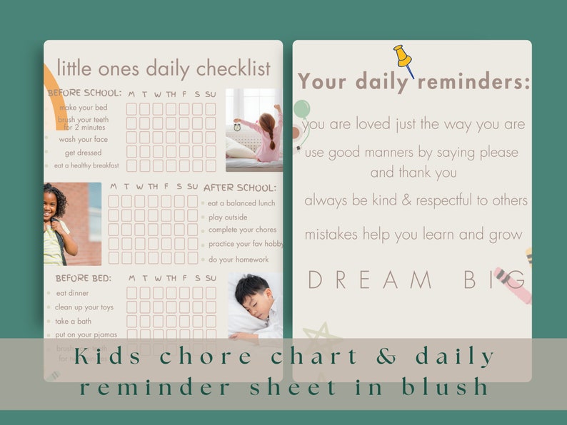 Editable Chore Chart for Kids | Minimalist | Daily Weekly Schedule ...