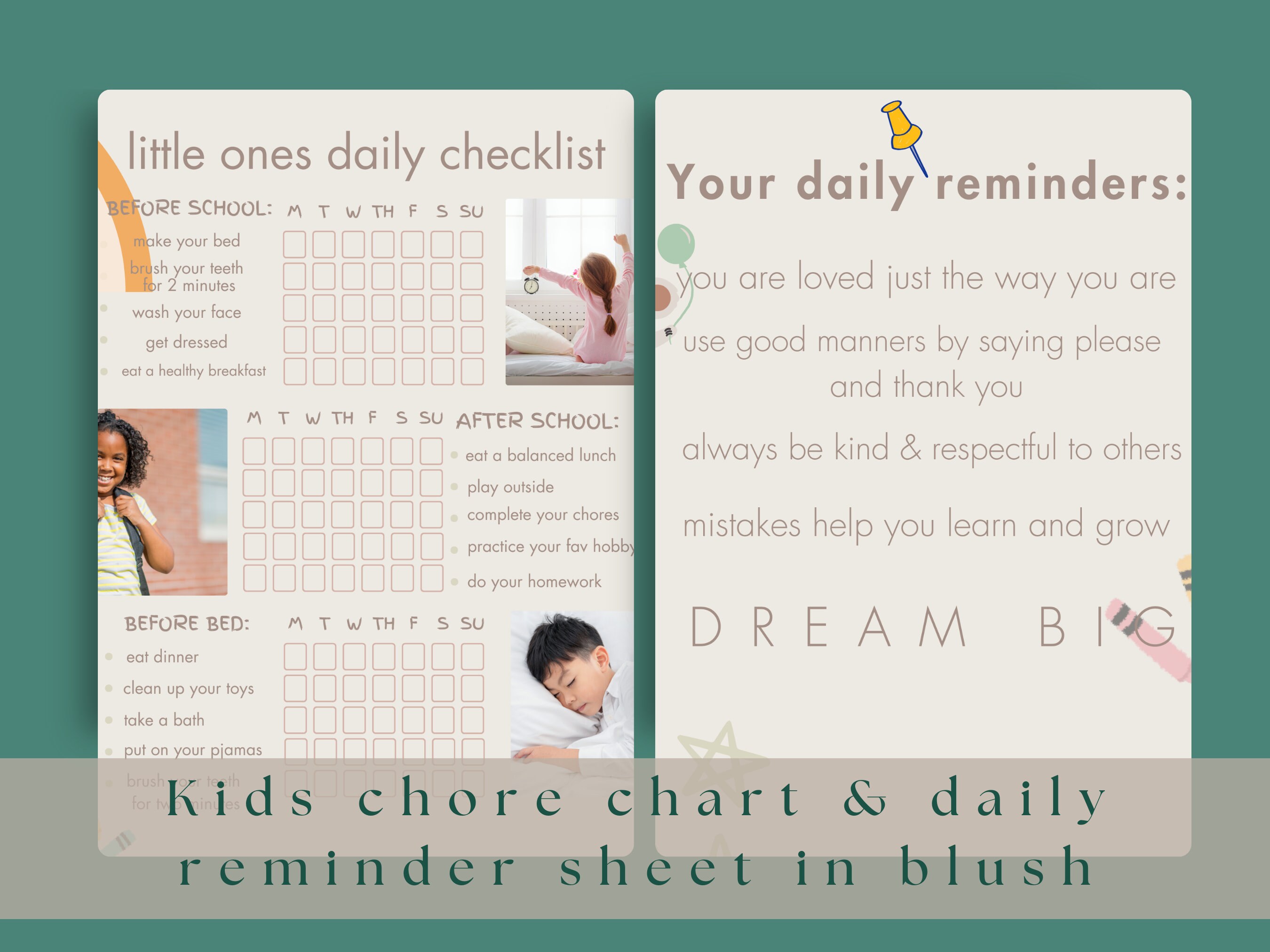 Editable Chore Chart for Kids | Minimalist | Daily Weekly Schedule ...