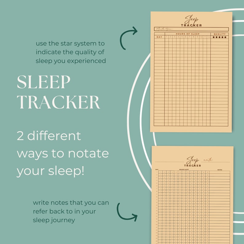 Sleep Tracker Printable Gold Monthly Sleep Log Sleep Quality Journal ...