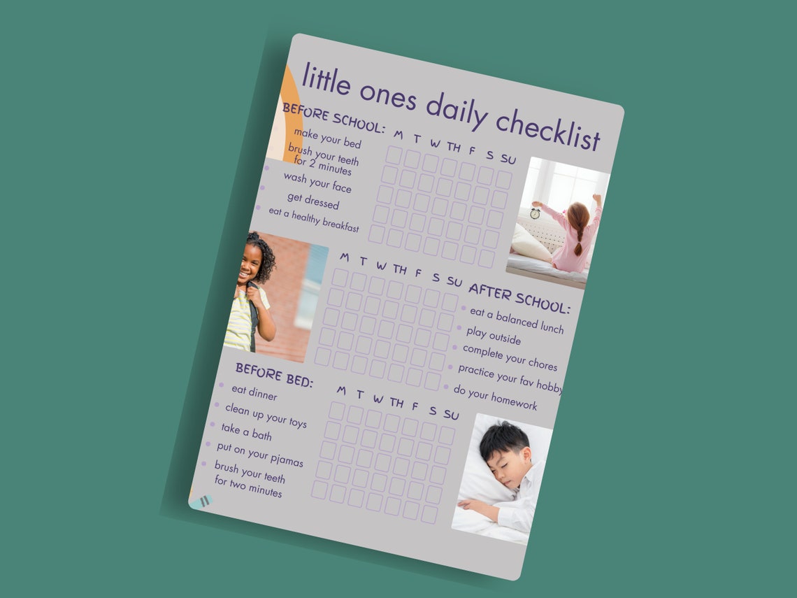 Editable Chore Chart for Kids Purple Daily Weekly Schedule Chore List ...