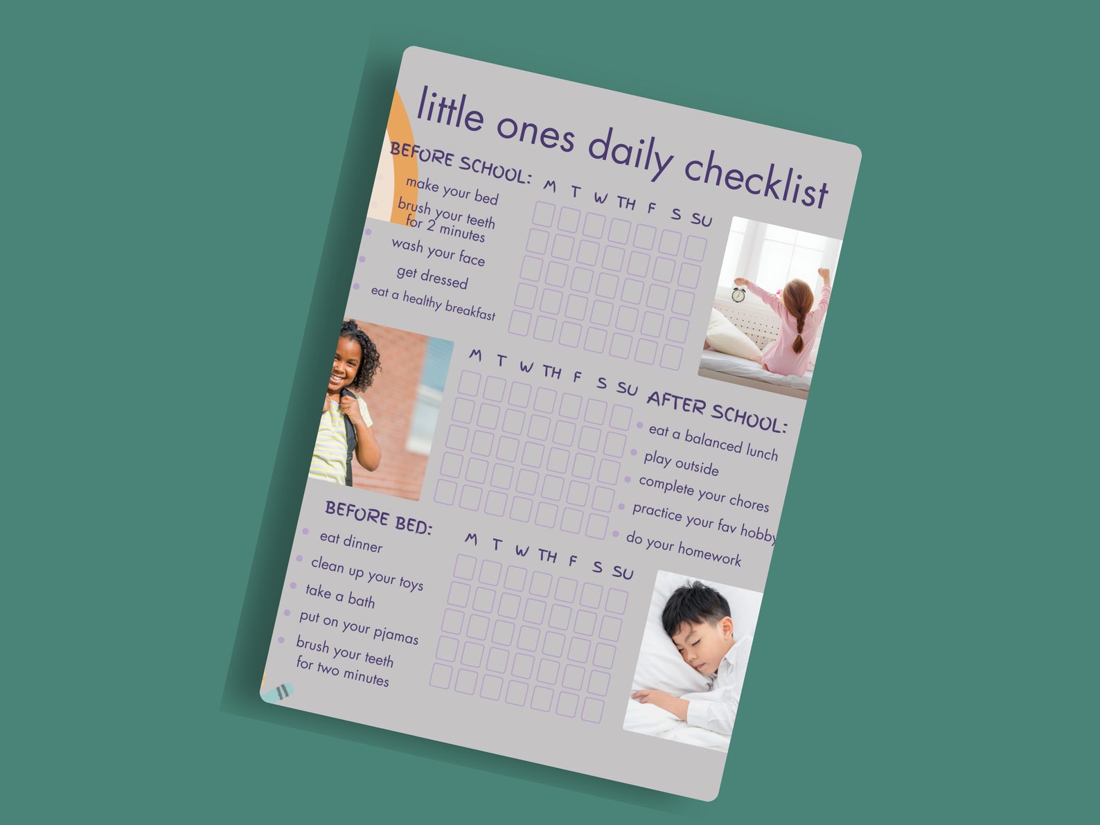 Editable Chore Chart for Kids | Purple | Daily Weekly Schedule | Chore ...