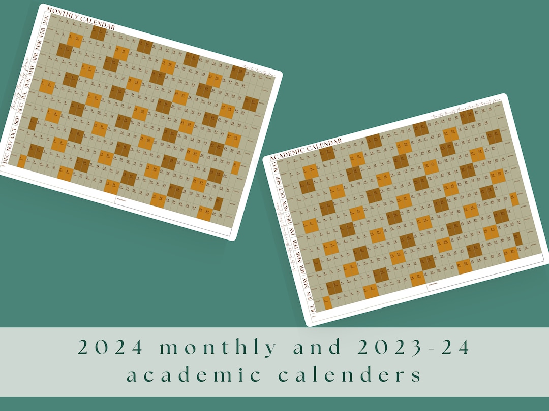 2024 Monthly 2023-2024 Academic Planner Calendar in Landscape| Dark ...