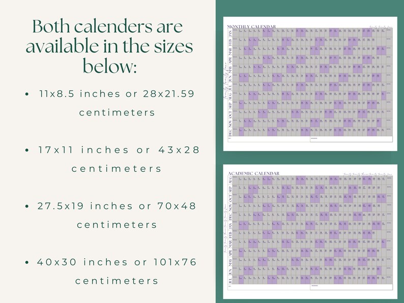2024 Monthly 2023-2024 Academic Planner Calendar in Landscape| Purple ...