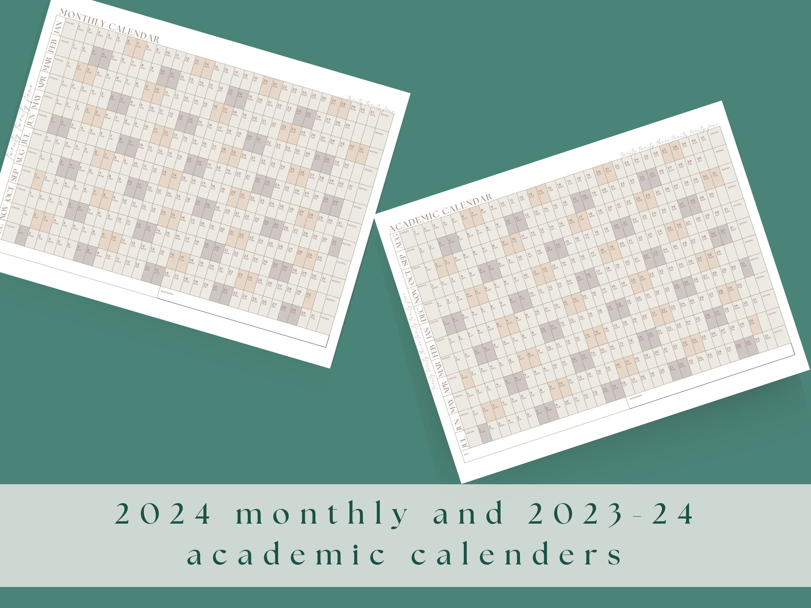 2024 Monthly 2023-2024 Academic Planner Calendar in Landscape ...