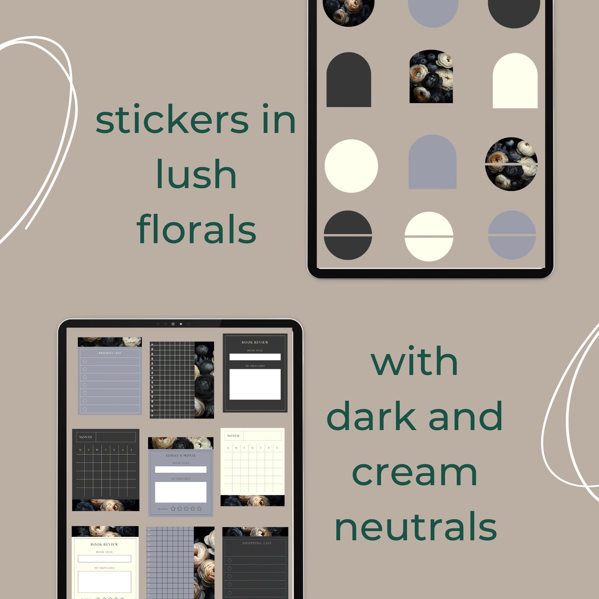 Digital Stickers Neutral | Widgets | Goodnotes | Individual PNG | Pre ...
